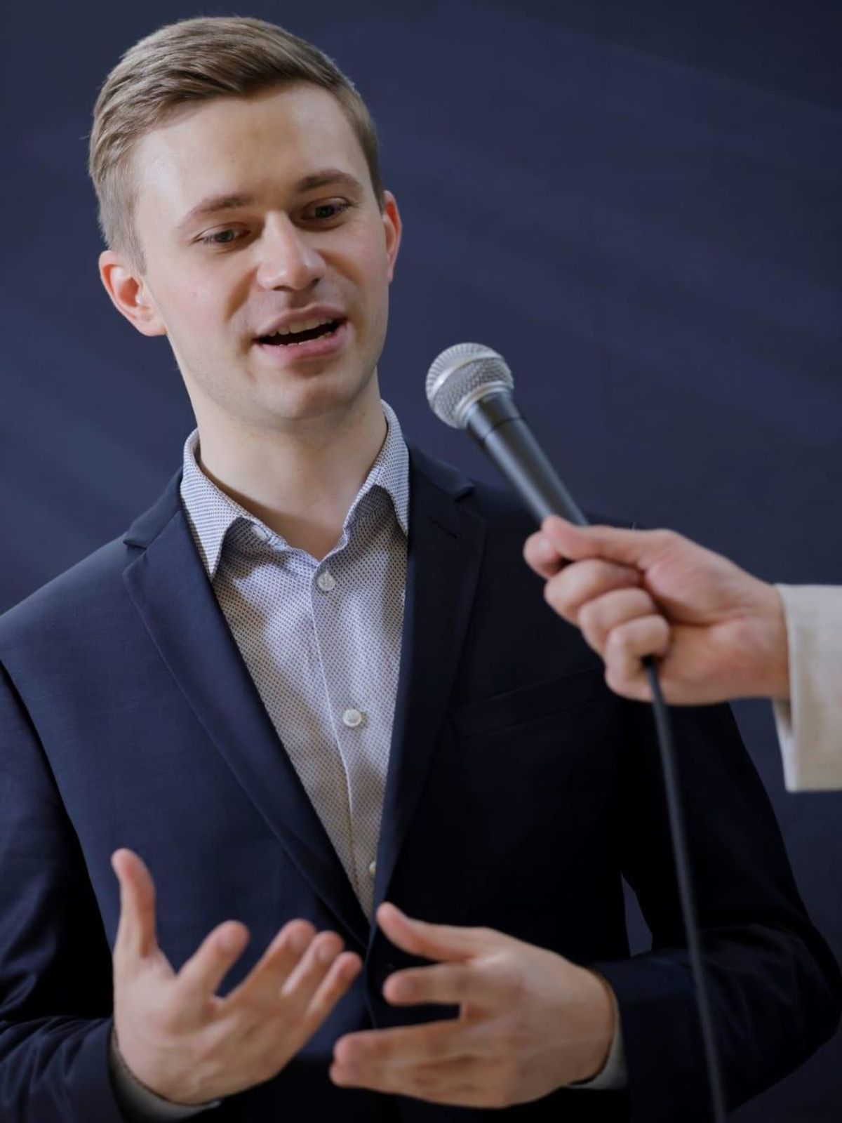 Ukrainian pianist Dmytro Choni is interviewed backstage. - CultureMap ...