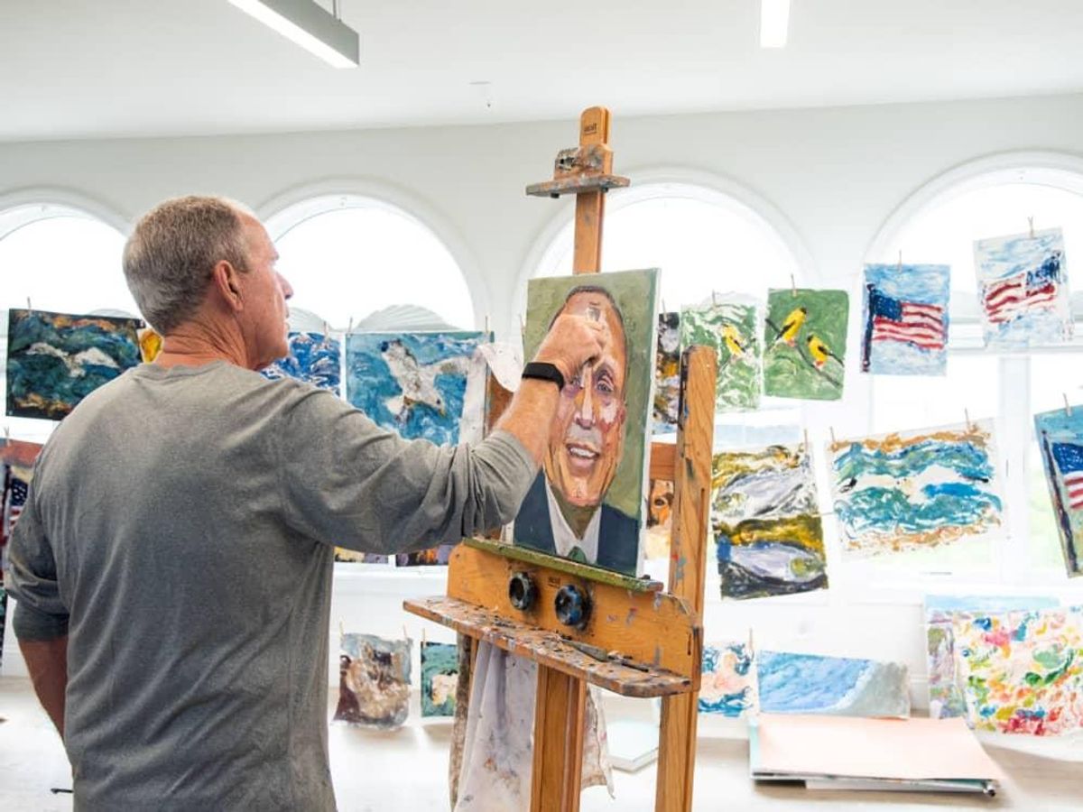George W. Bush paints portraits for Out of Many, One. - CultureMap Fort ...